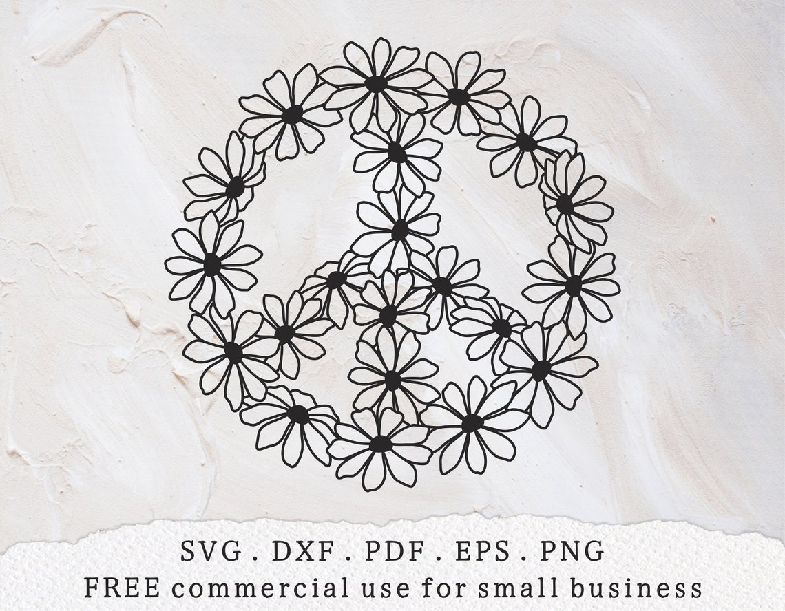 Daisy Peace Sign Svg, Hippie Soul Svg, Boho Plant Shirt Svg, Flower ...