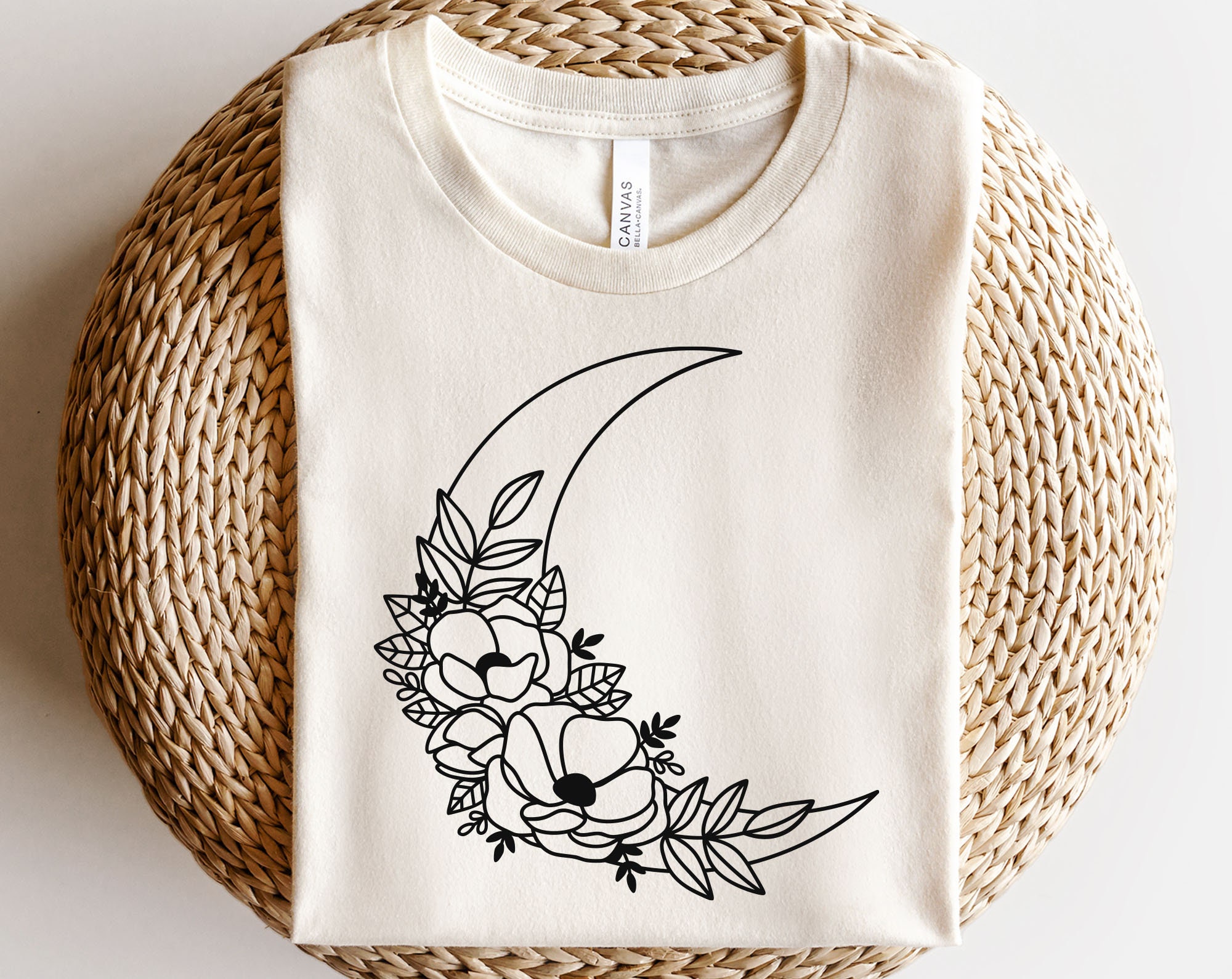 Floral Moon Svg Moon With Flowers Svg Boho Celestial Svg - Etsy