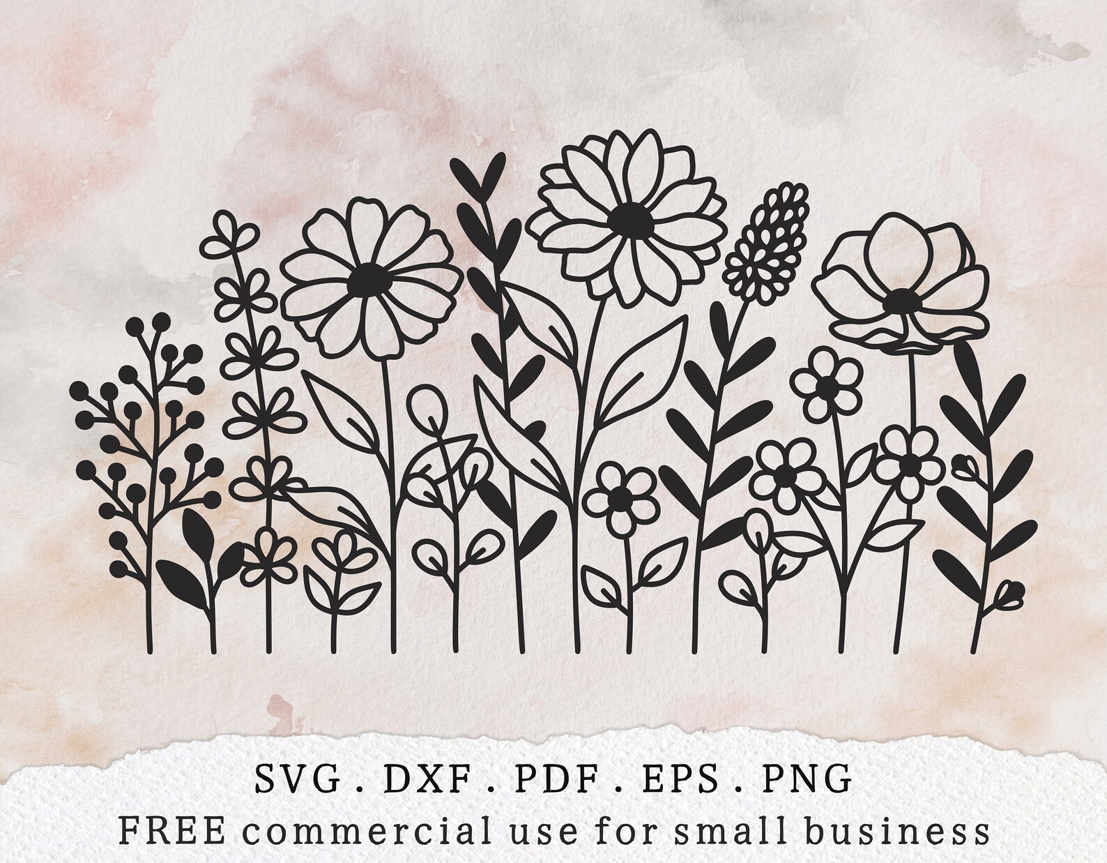 Wildflowers Svg Simple Flower Svg Flower Garden Svg - Etsy