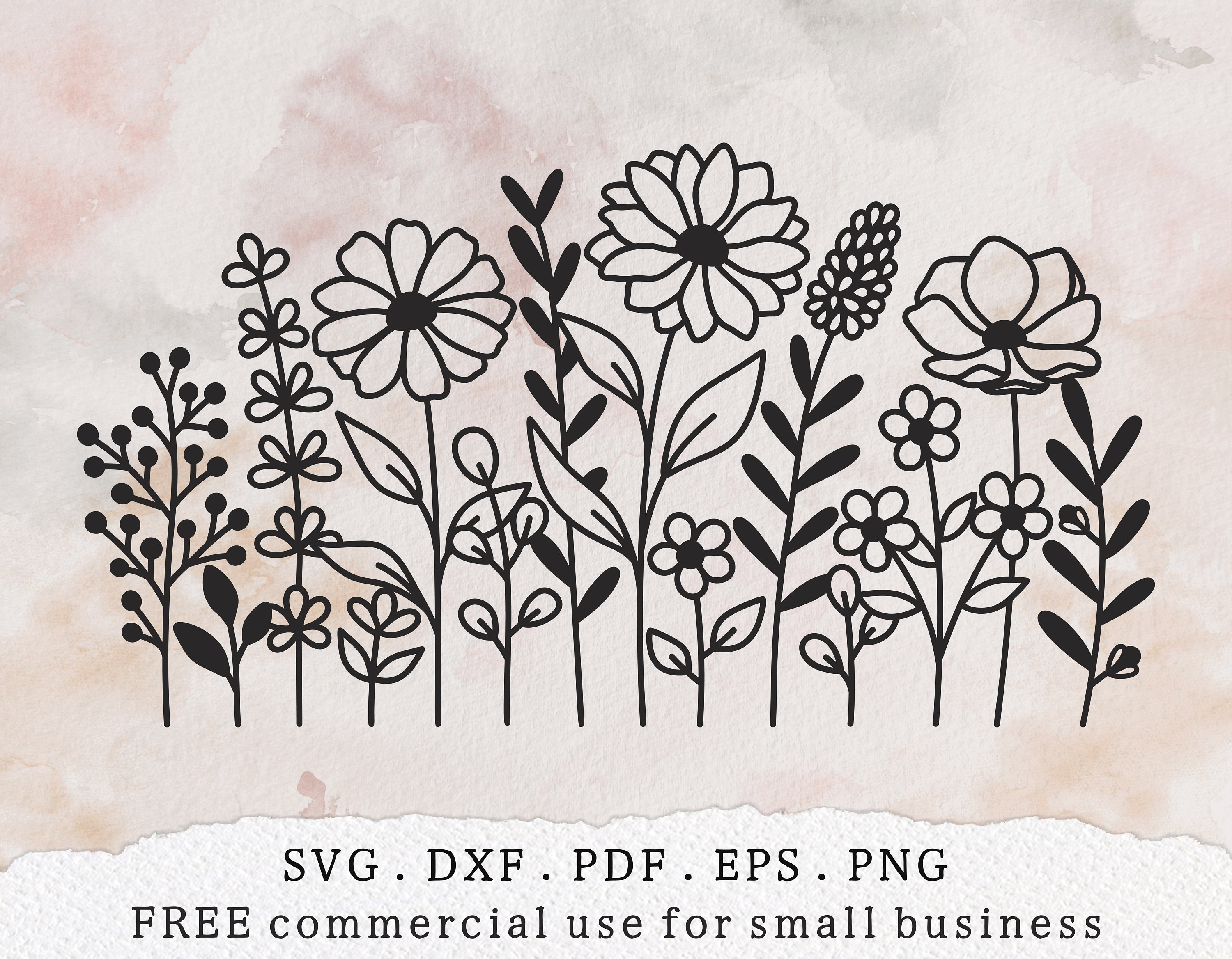 Wildflowers Svg Simple Flower Svg Flower Garden Svg - Etsy