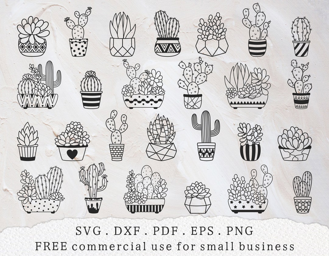 Cactus and Succulent Bundle Svg, Succulent Pots Svg, Boho House Plants ...