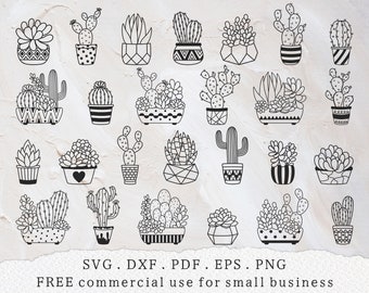 Cactus Svg Succulent Svg Line Svg Cactus Pot Flower Vase Svg - Etsy