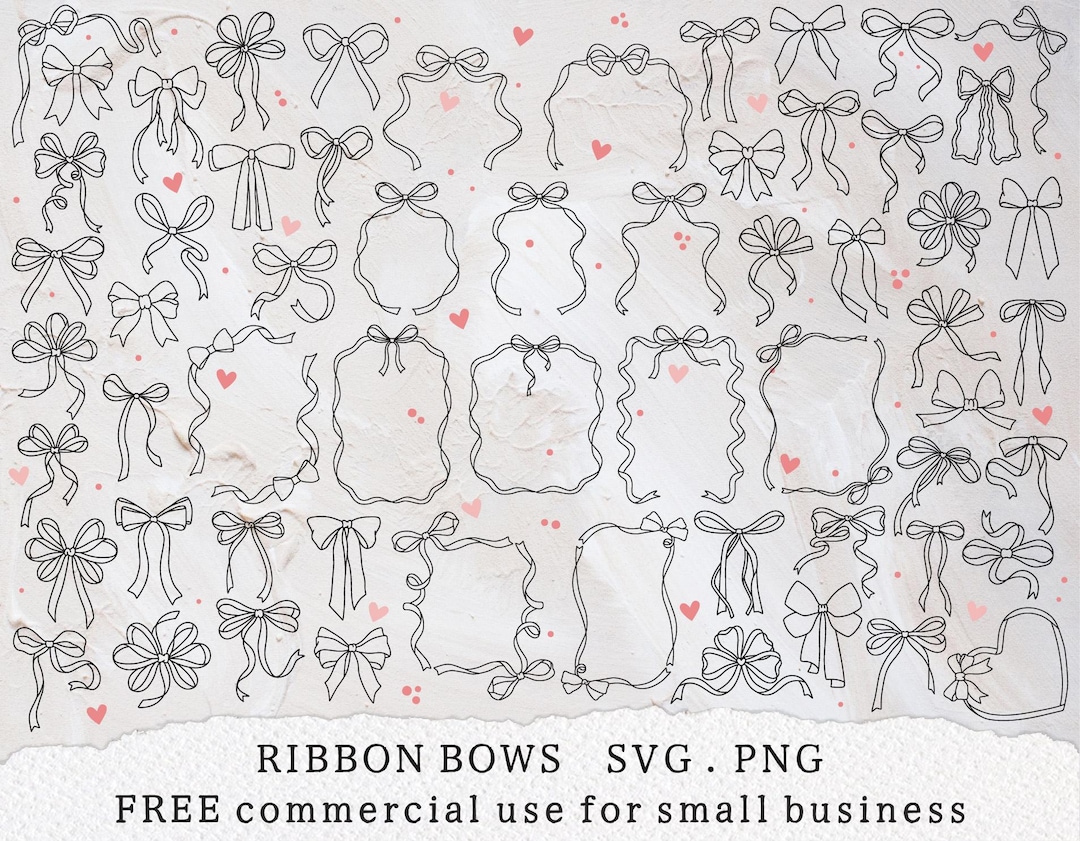 Ribbon Bow Outline Svg, Whimsical Frames Clipart, Coquette Bows Svg ...
