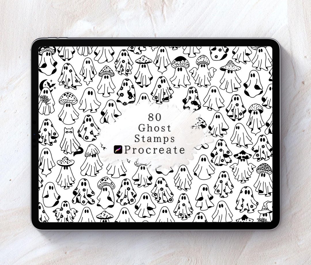 Procreate Ghost Stamps, Whimsical Halloween Stamps for Procreate, Ghost ...