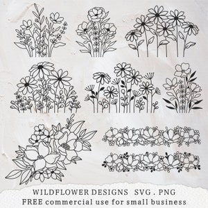Wildflower Svg Bundle, Flower Border Svg, Meadow Flowers Png, Daisy ...