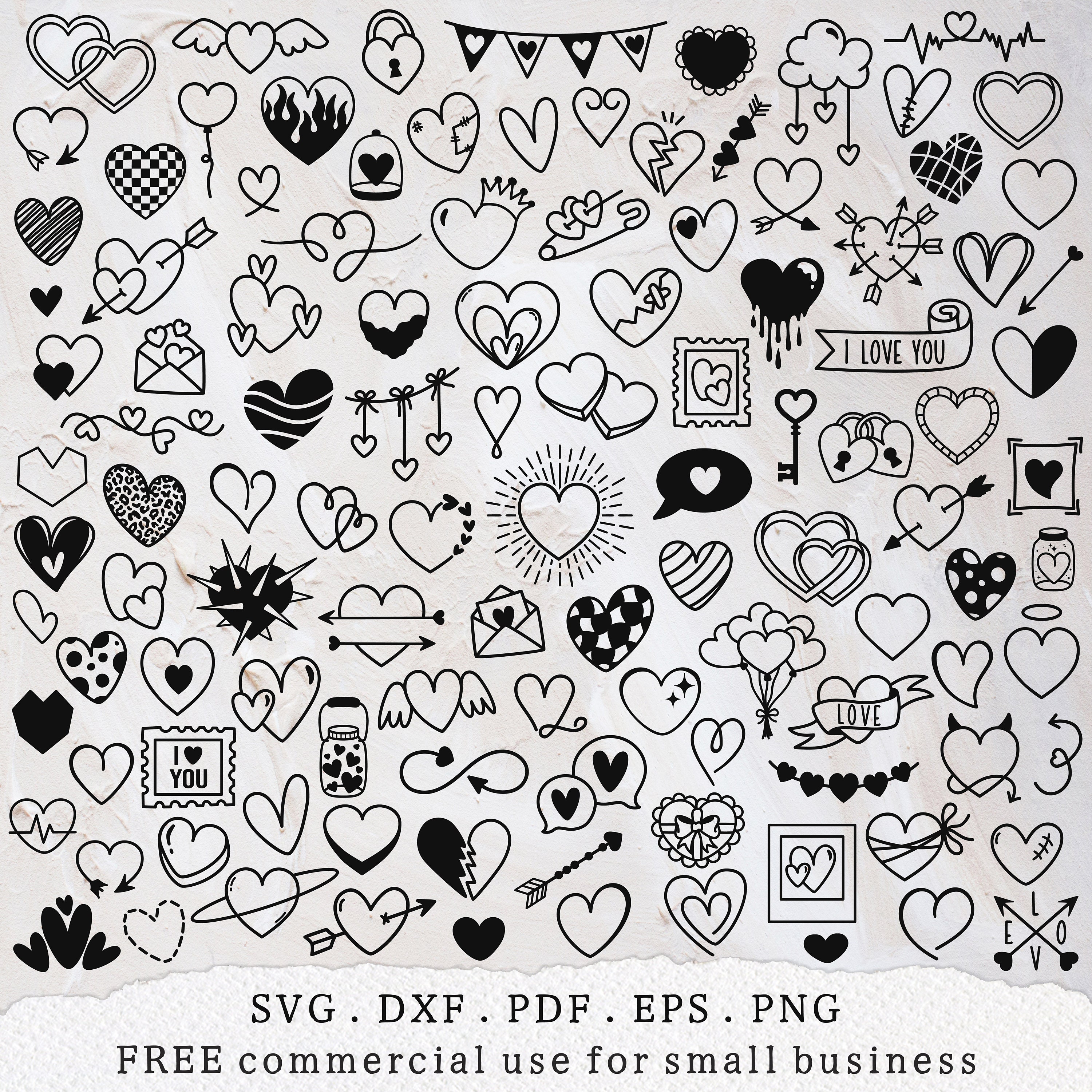 113 Hearts Svg Bundle Valentine Day Svg Hand Drawn Heart - Etsy