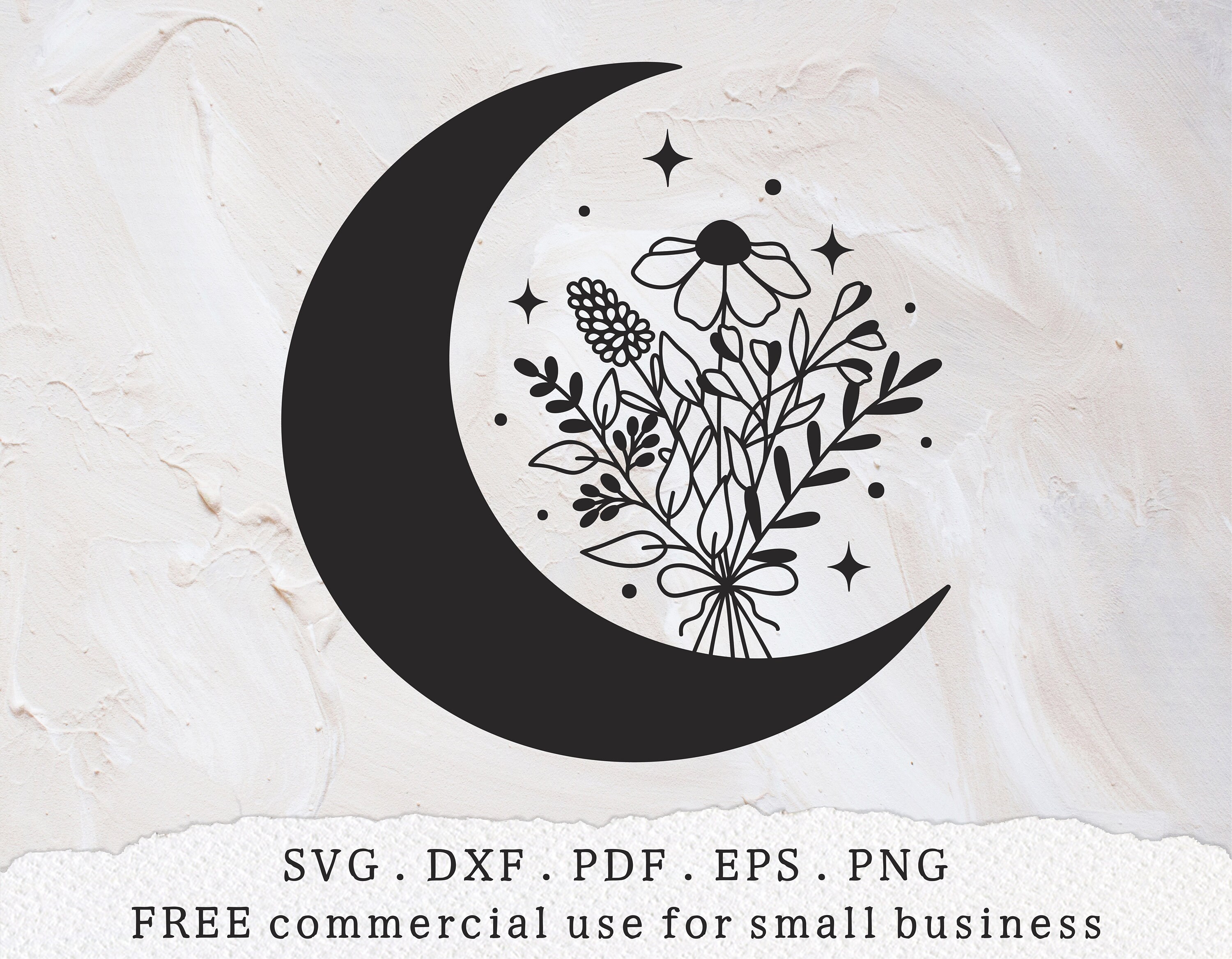 Floral Moon Svg, Moon Phase Svg, Moon With Flowers Svg, Boho Celestial ...