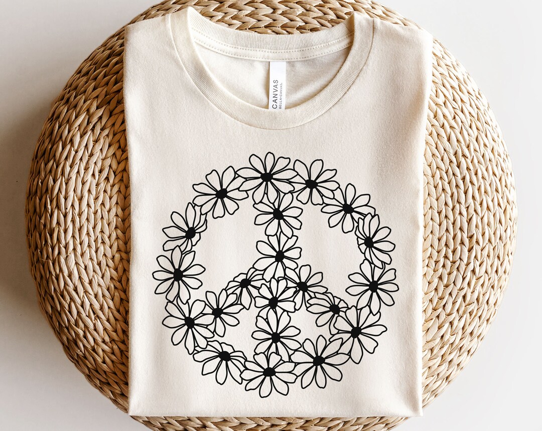 Daisy Peace Sign Svg, Hippie Soul Svg, Boho Plant Shirt Svg, Flower ...