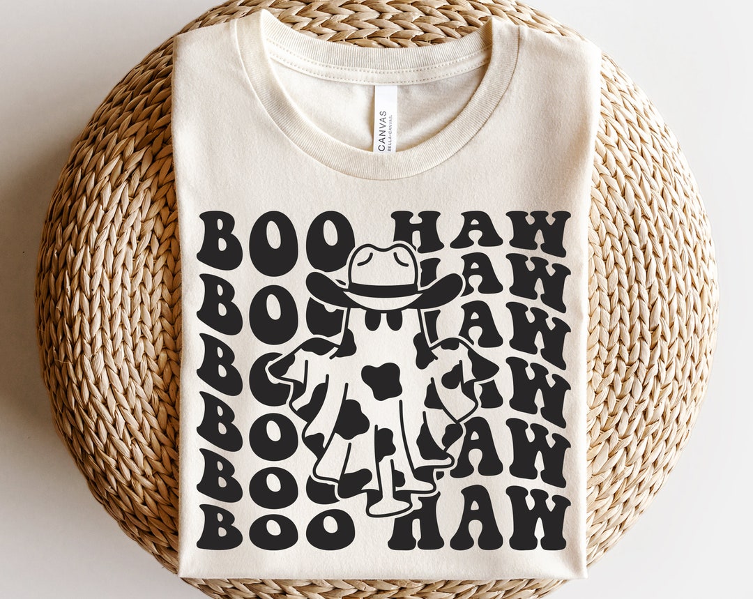 Halloween Ghost in Cowboy Hat Svg, Western Halloween Svg, Cow Print Svg ...