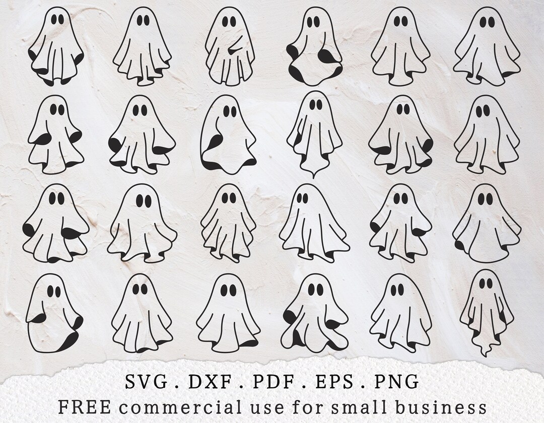 Ghost Bundle Svg, Cute Ghost Clipart, Spooky Season Svg, Ghost Outline ...