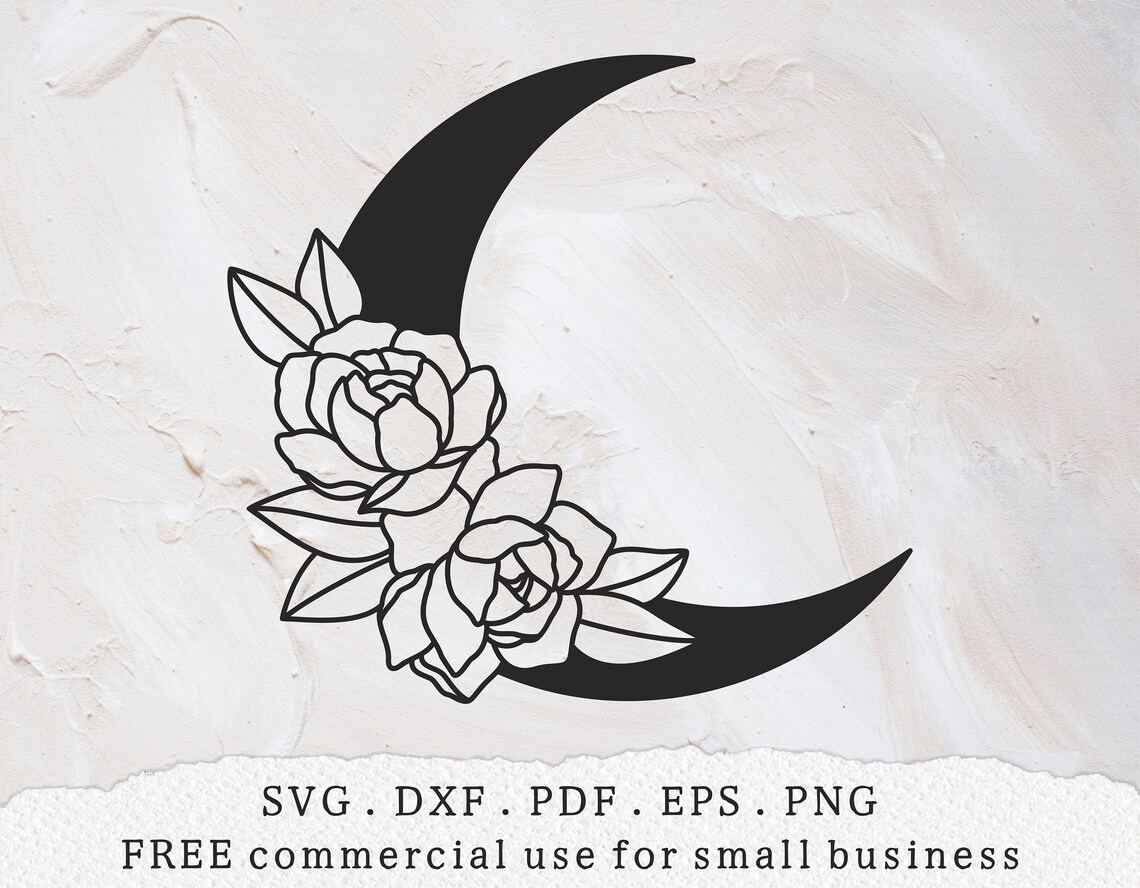 Floral Moon Svg, Moon With Flowers Svg, Boho Celestial Svg, Luna Svg ...