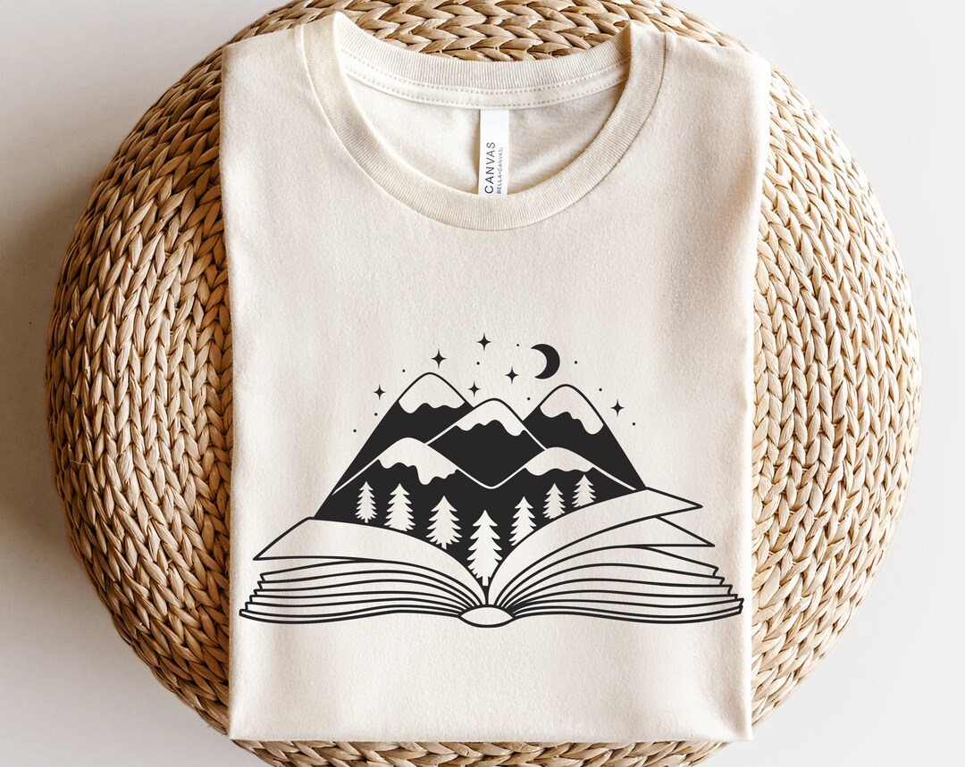 Book With Mountains Svg, Book Lover Svg, Adventure Awaits Svg, Bookworm ...