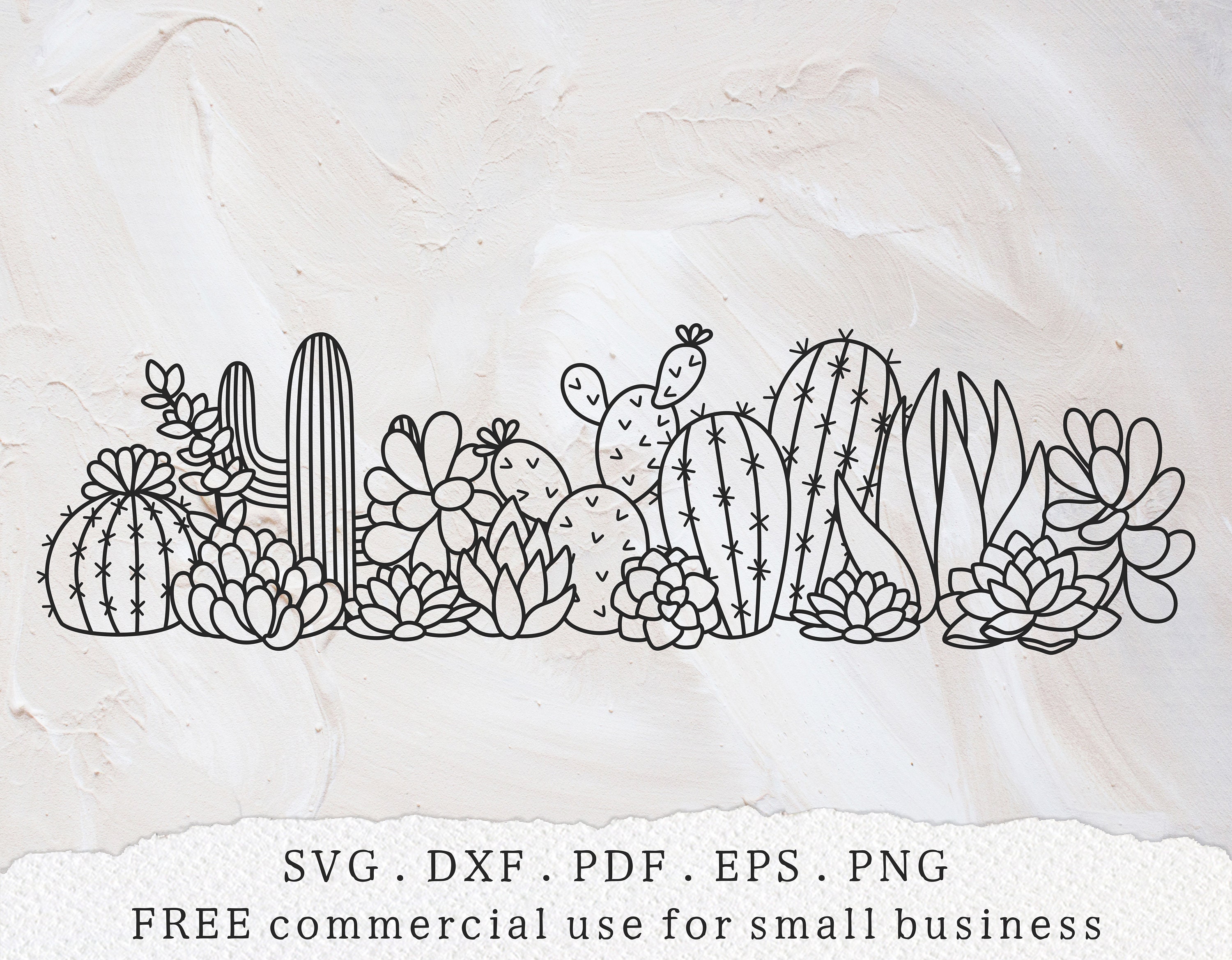 Cactus and Succulent Floral Border Svg, Succulent Svg Files for Cricut ...