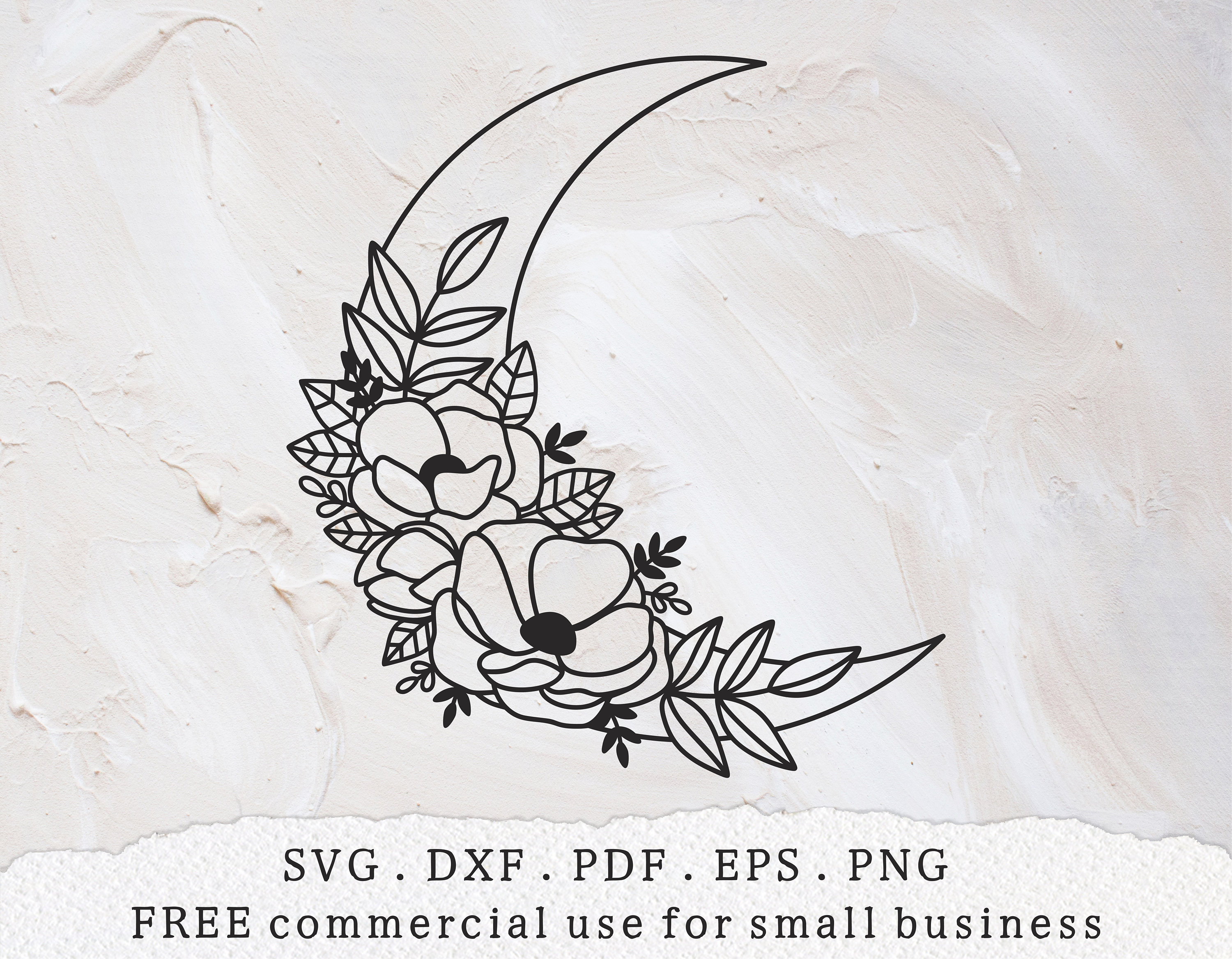 Floral Moon Svg Moon With Flowers Svg Boho Celestial Svg - Etsy