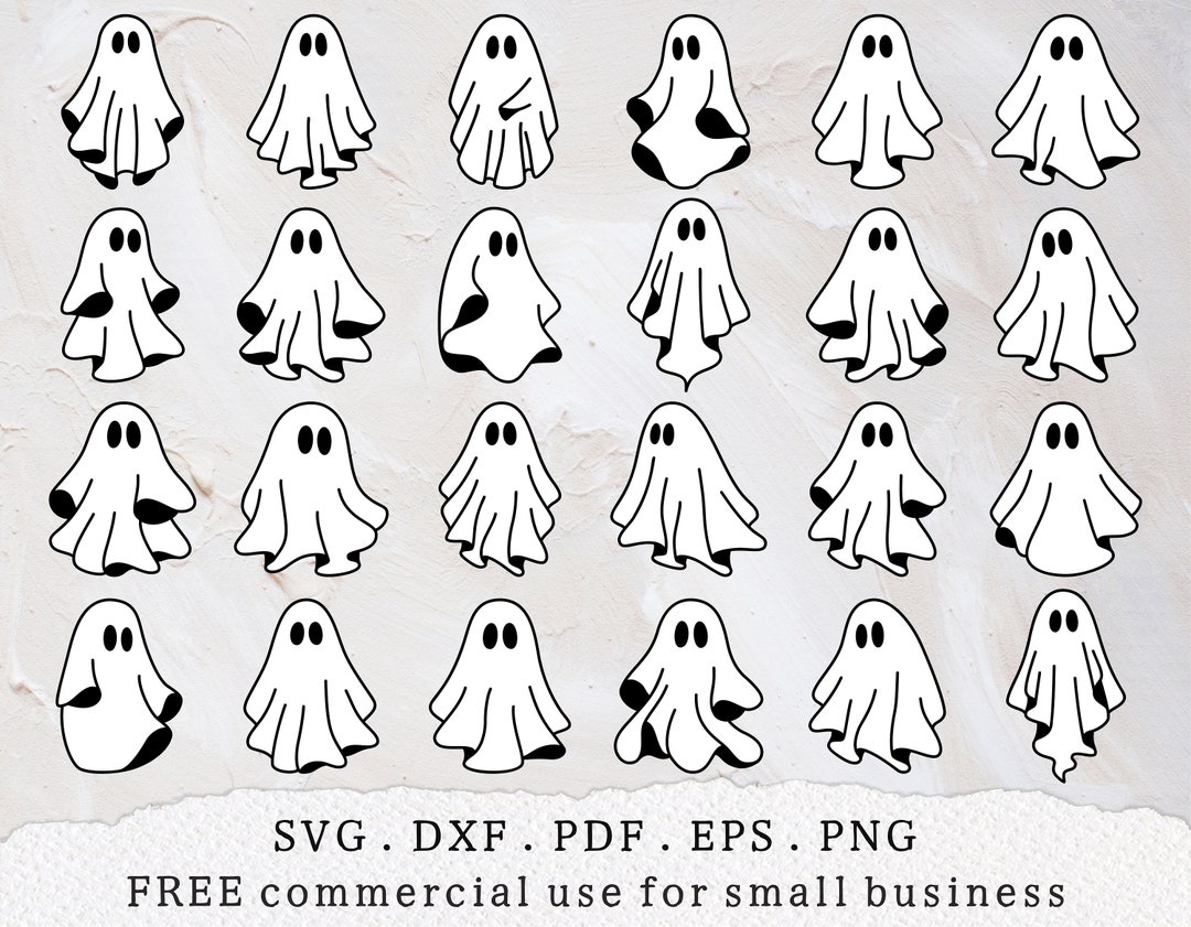 Ghost Bundle Svg, Cute Ghost Clipart, Spooky Season Svg, Ghost Outline ...