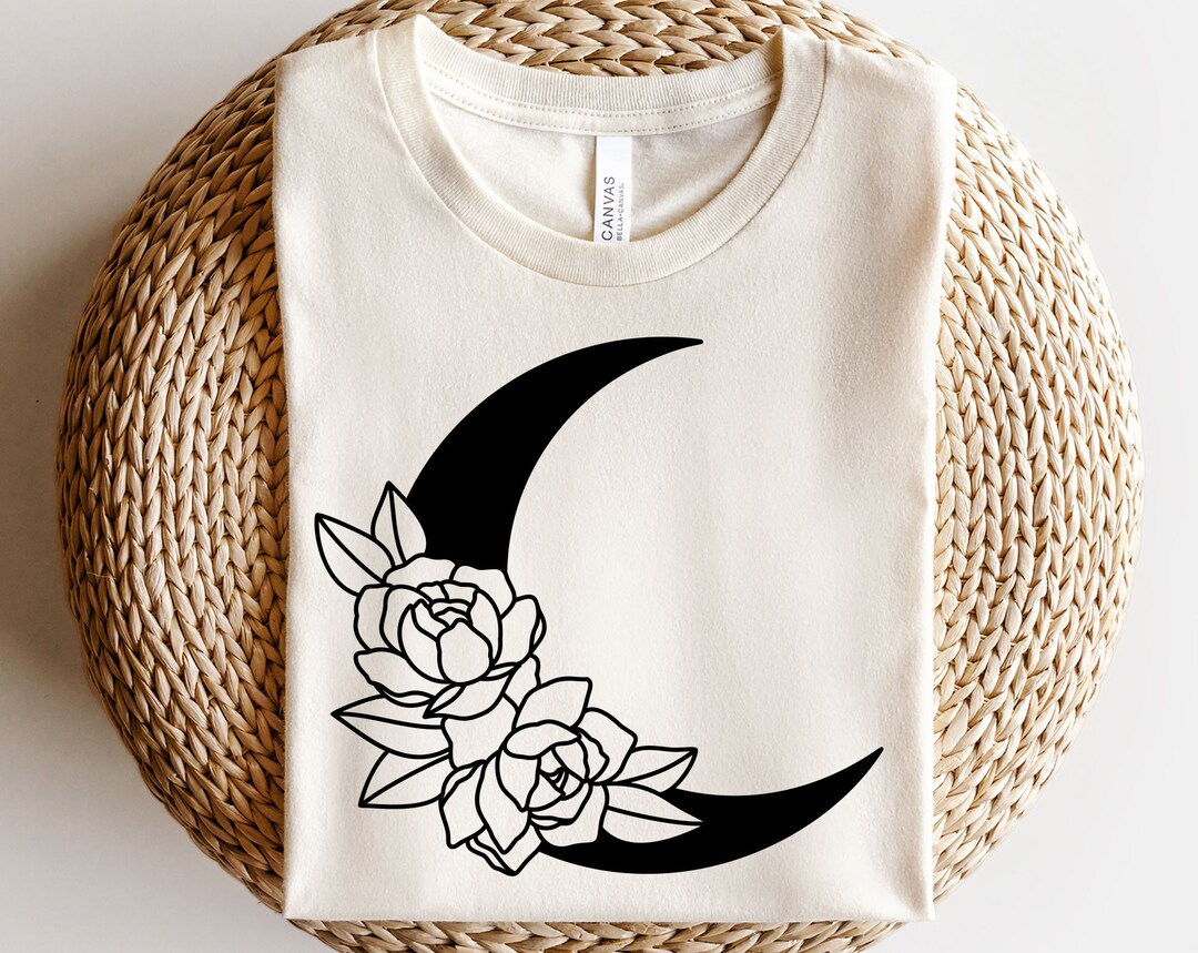 Floral Moon Svg, Moon With Flowers Svg, Boho Celestial Svg, Luna Svg ...