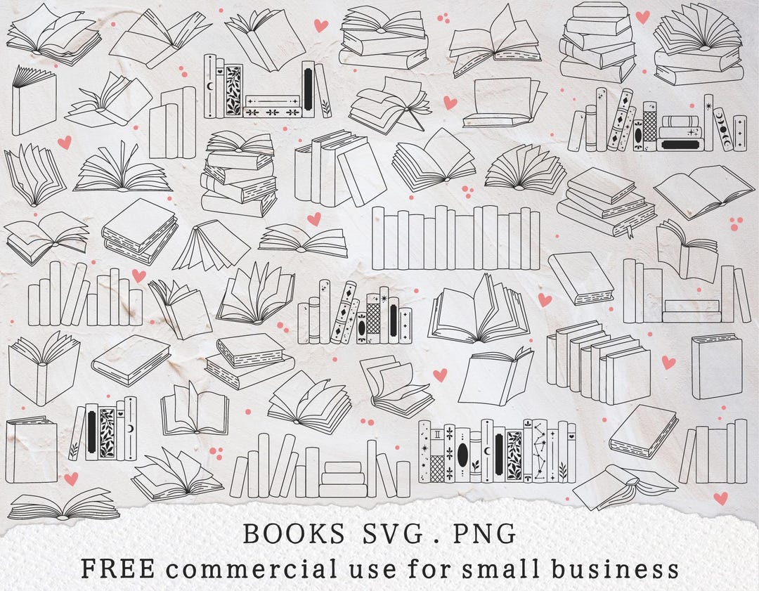 Open Book Outline Svg, Books Line Art Svg, Stack of Books Svg, in My ...