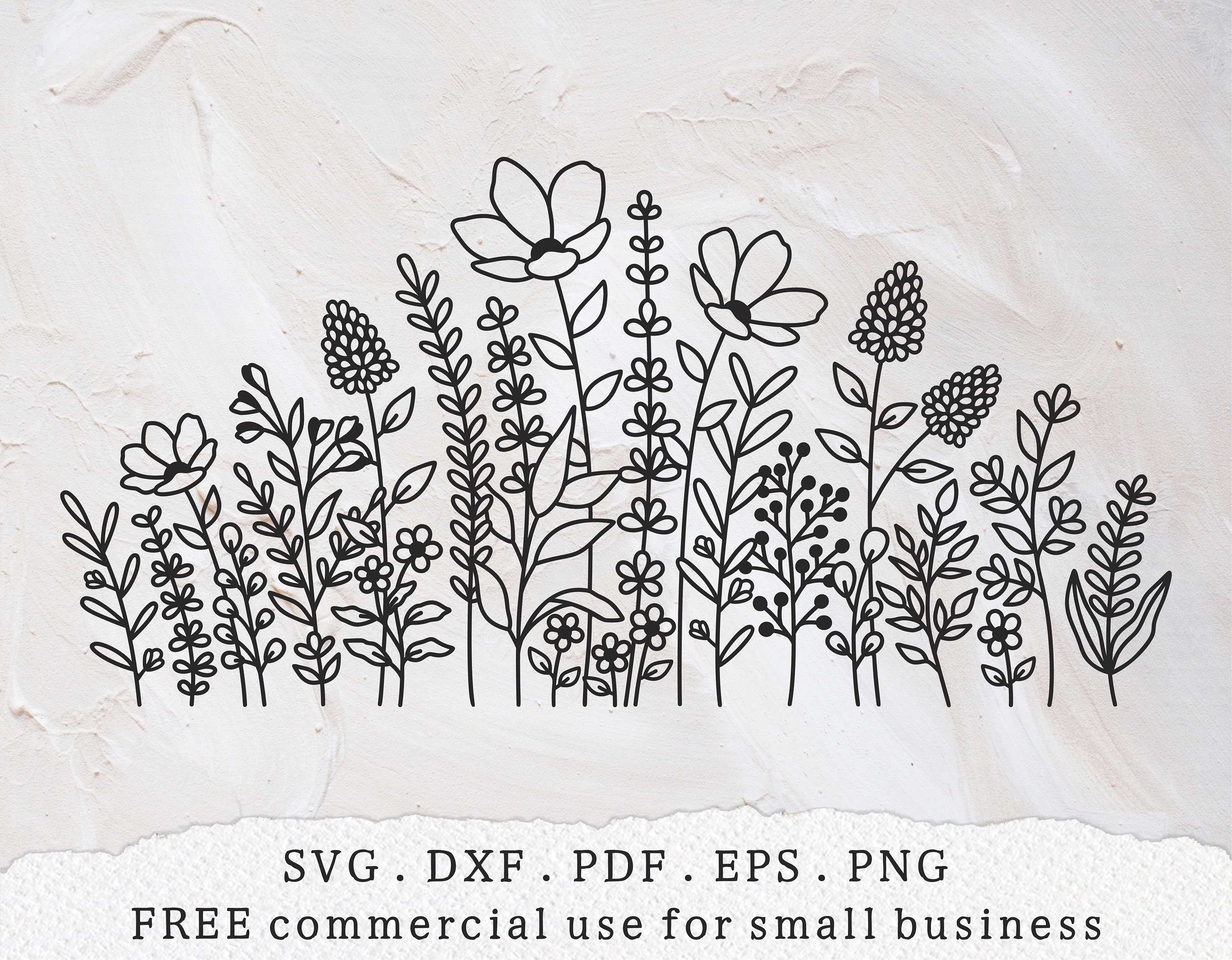 Wildflowers Svg Botanical Clipart Svg Grow Positive Thoughts - Etsy