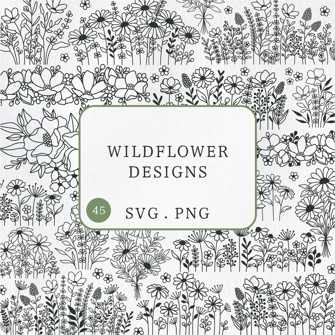 Wildflower Svg Bundle, Flower Border Svg, Meadow Flowers Png, Daisy ...