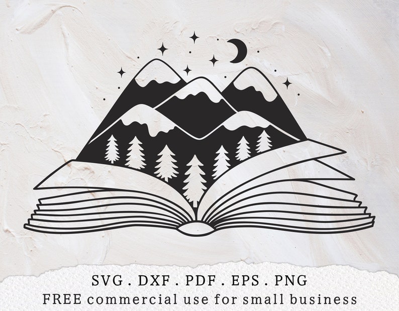 Book With Mountains Svg Book Lover Svg Adventure Awaits Svg - Etsy