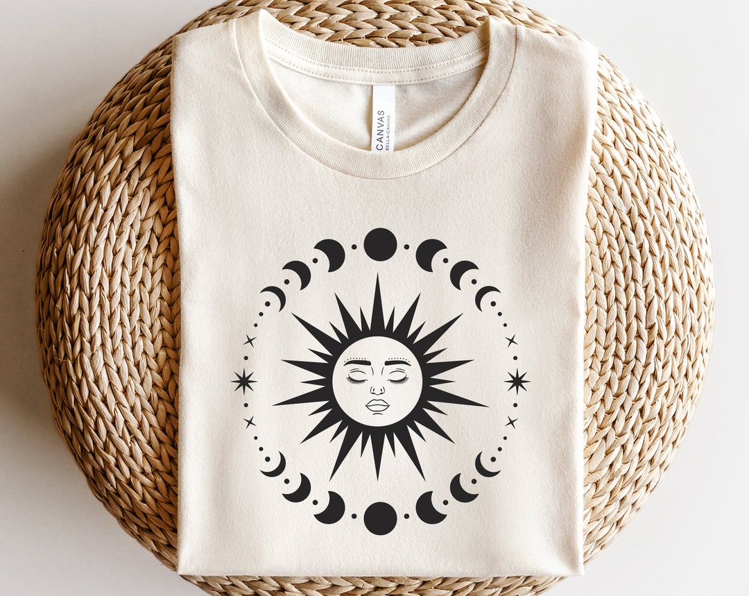 Celestial Sun and Moon Svg, Moon Phases Svg, Vintage Sun Svg, Crescent ...