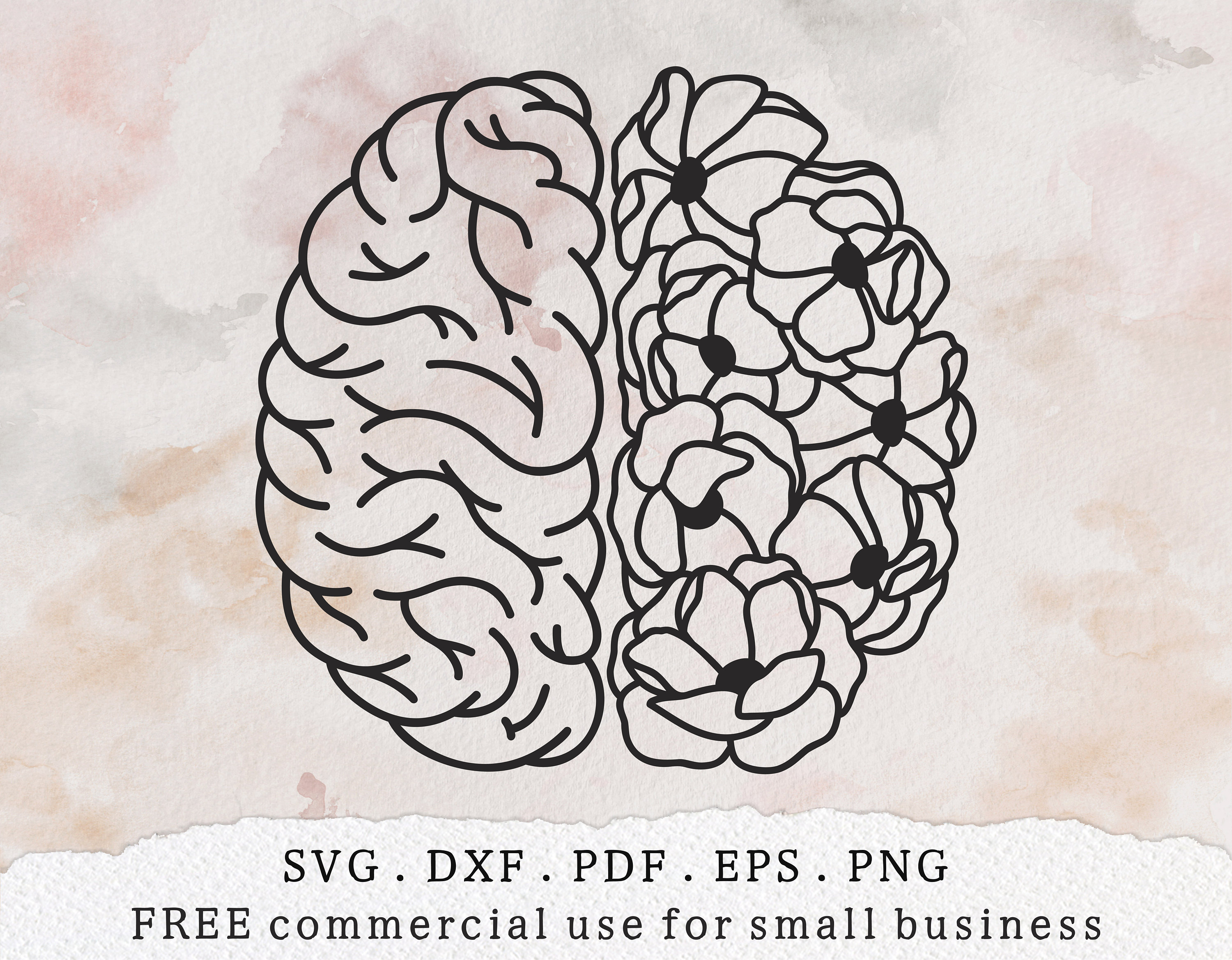Cerebro floral svg Salud mental svg Autocuidado svg - Etsy México