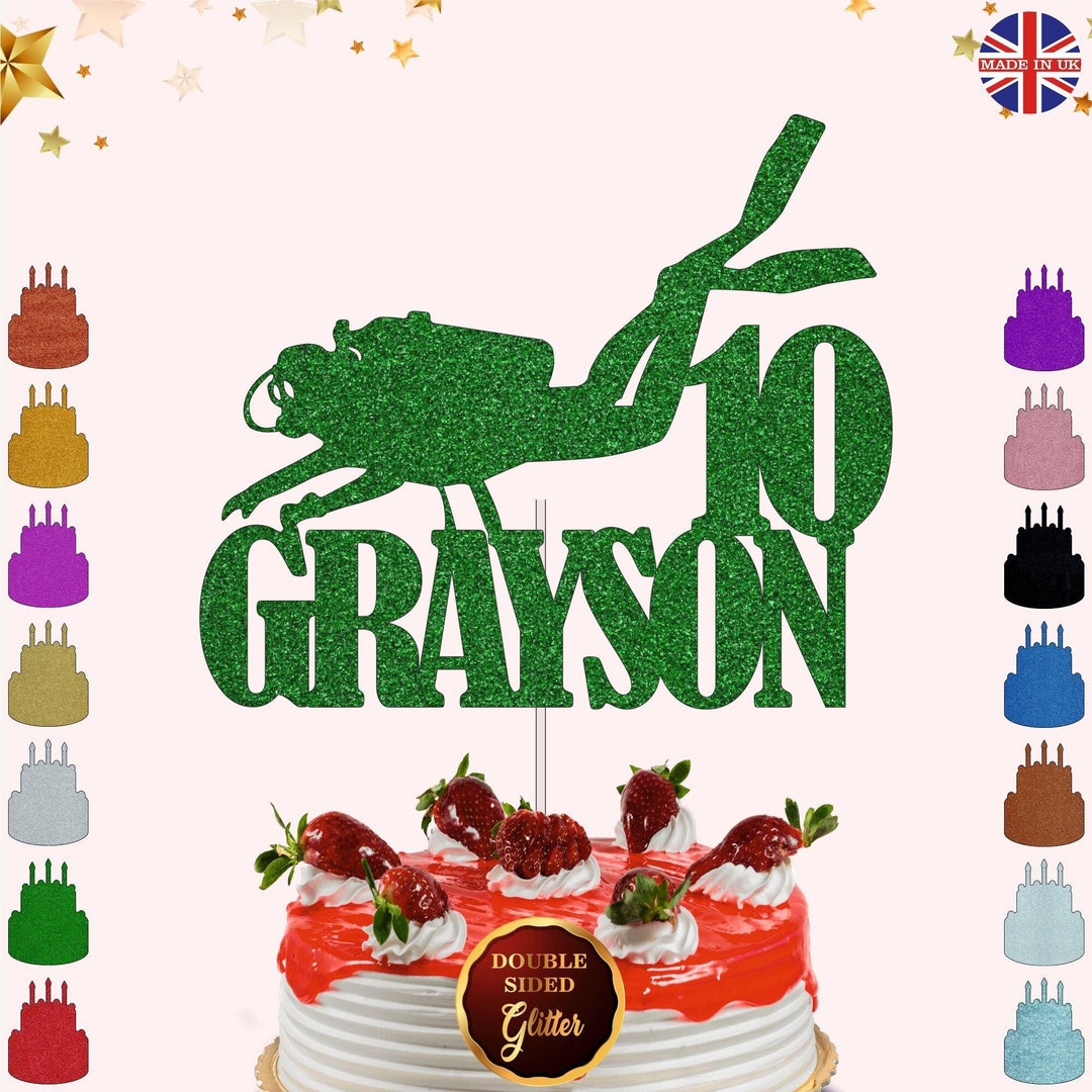 Scuba Diving Birthday Cake Topper Swimming Cake Topper Deep Sea Party ...