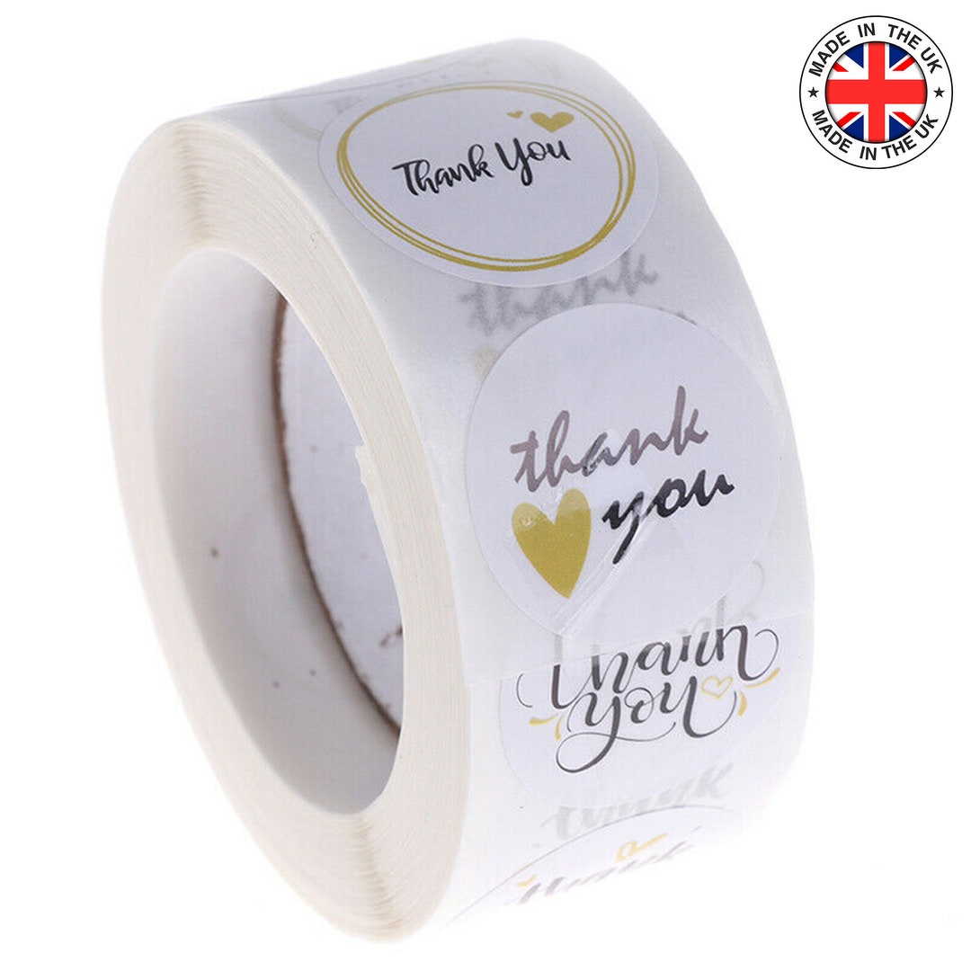 Thank You Stickers Labels Round White Thank You Stickers Order Sizes ...