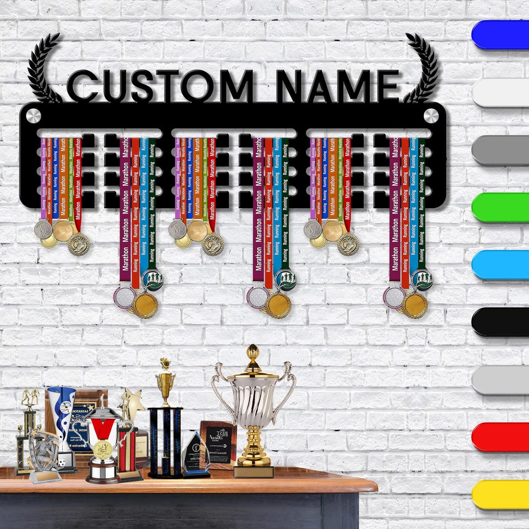 Custom Name Medal Hanger | Personalized Medal Holder With Custom Text ...
