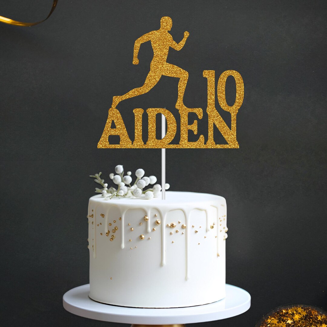 Runner Cake Topper, Jogging Cake Topper, Running Personalised Glitter ...