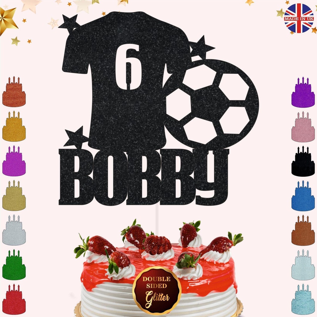 Personalised Birthday Glitter Cake Topper Custom Colour Any Name & Age ...