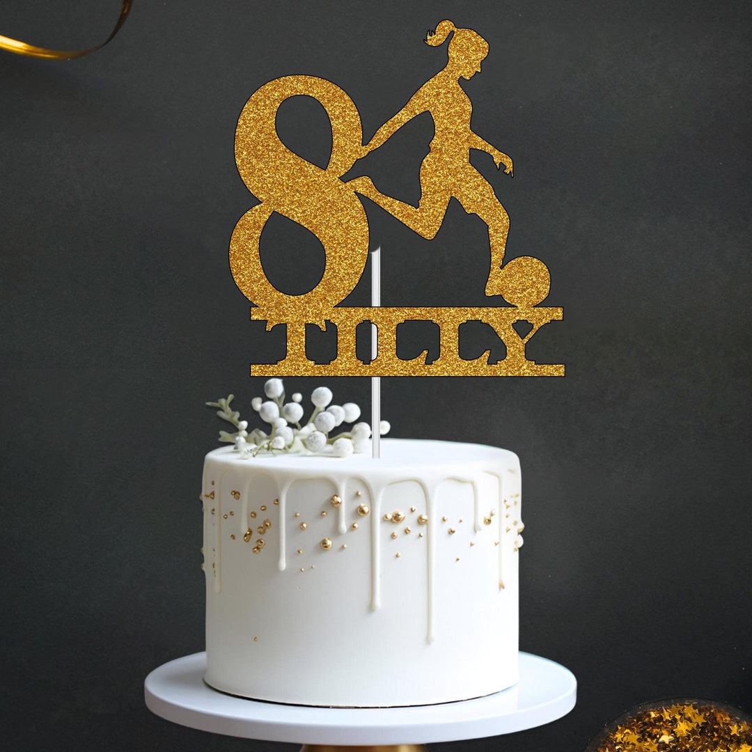 Personalised Football Cake Topper Girls Birthday Glitter Cake Topper ...