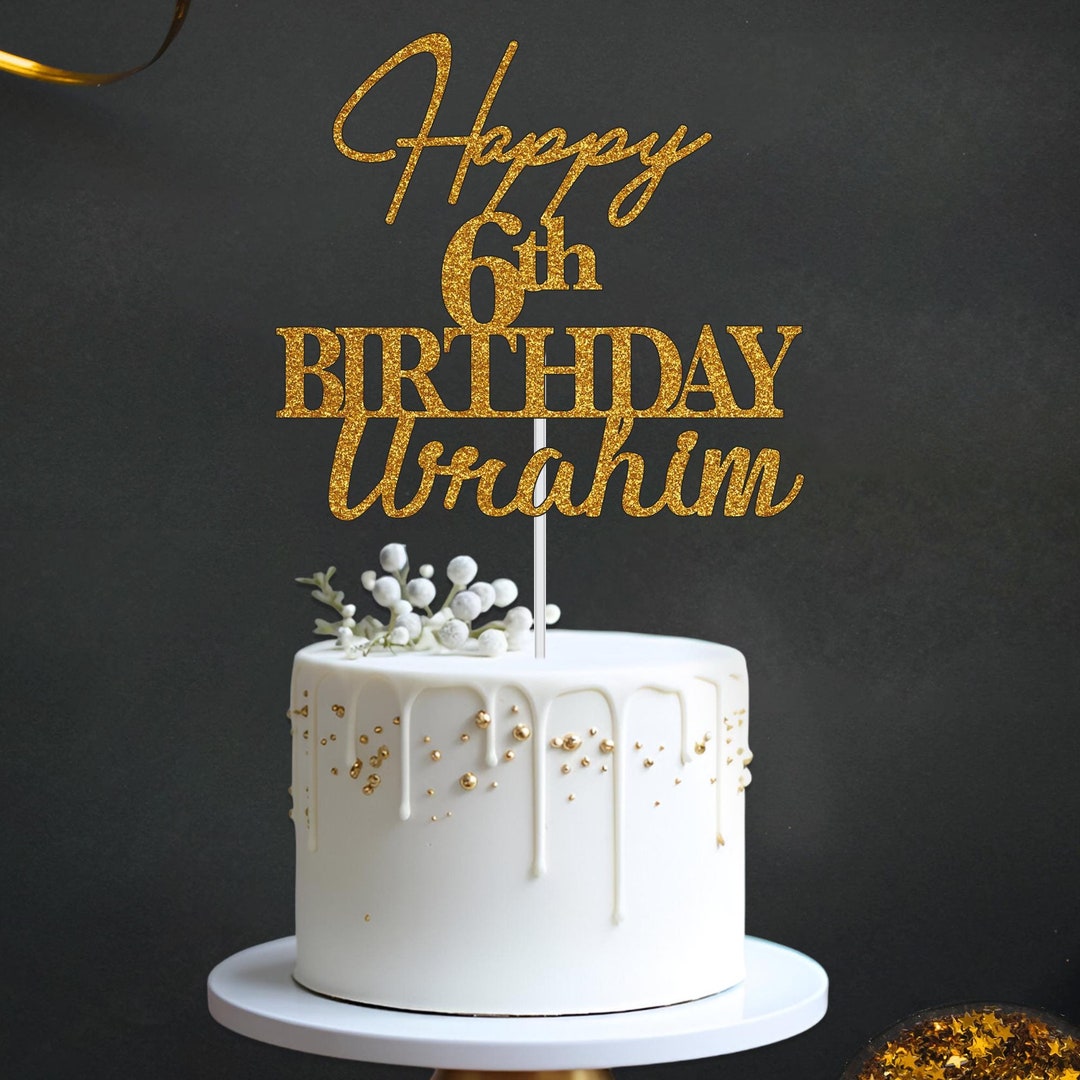 Happy Birthday Double Sided Cake Topper Custom Name Age Cake Decoration ...