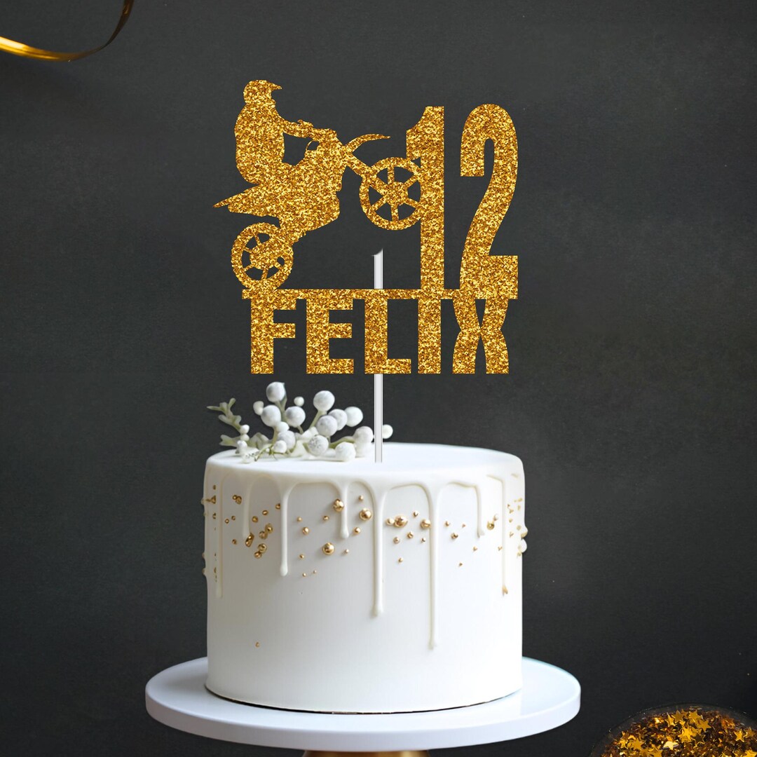 Personalised Motorbike Cake Topper Bike Biker Glitter Cake Topper Cake ...