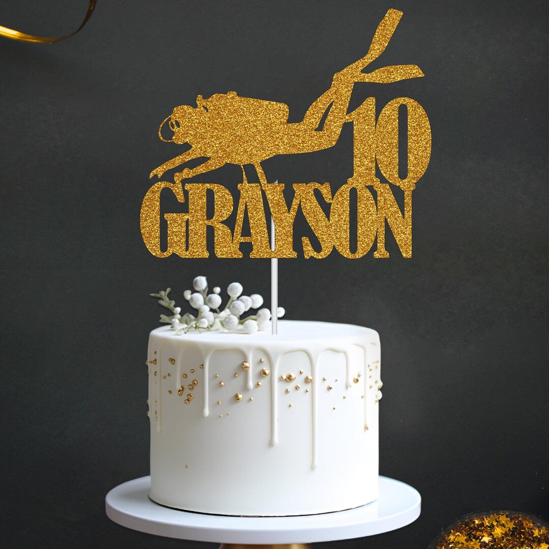 Scuba Diving Birthday Cake Topper Swimmer Cake Topper Deep Sea Party ...