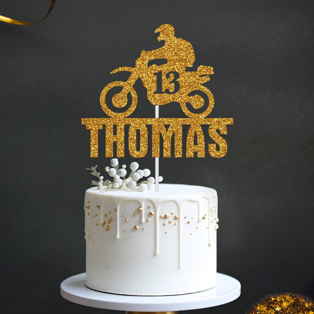 Personalised Motobike Cake Topper Custom With Any Name & Age Happy ...