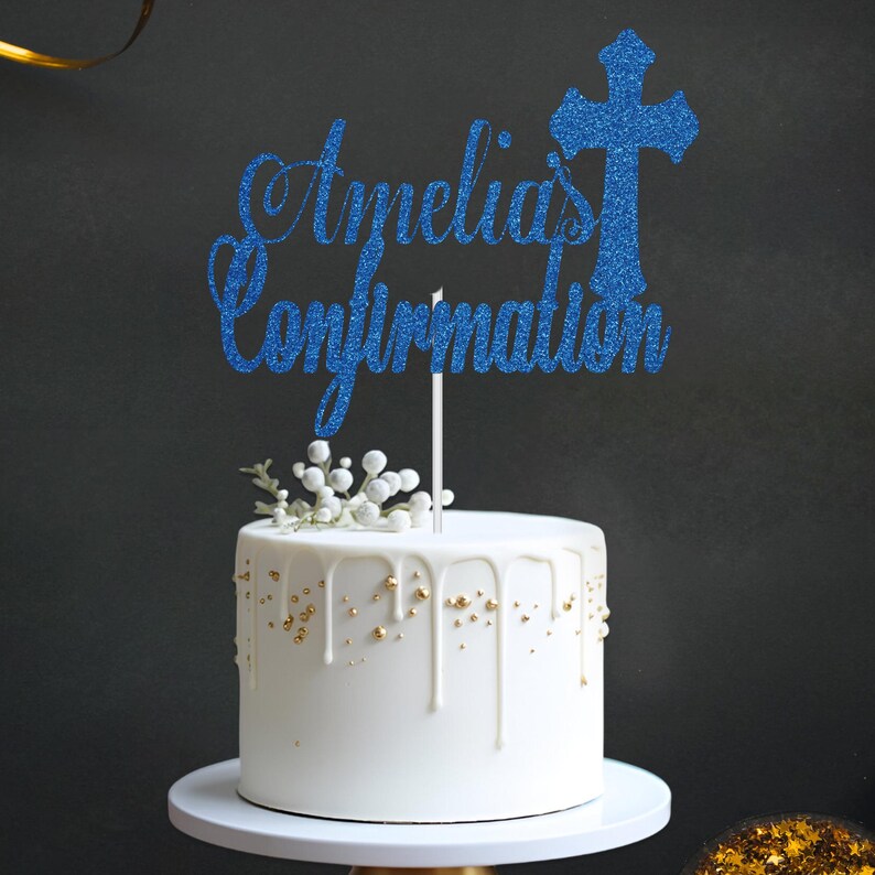 Personalised Confirmation Cake Topper Custom Colour Any Name God Bless ...