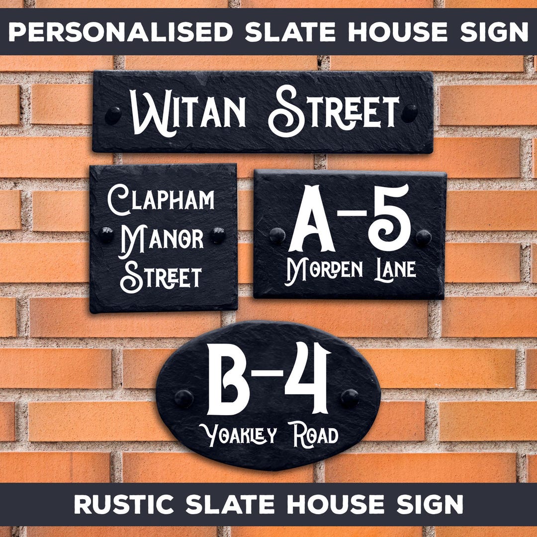 Custom Slate Door Number Sign House Name House Sign House Number Slate ...