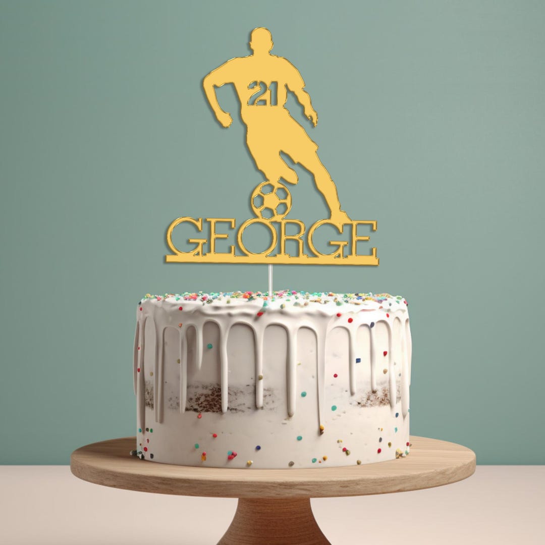 Footballer Boy Themed Cake Topper - Personalised Birthday Cake ...
