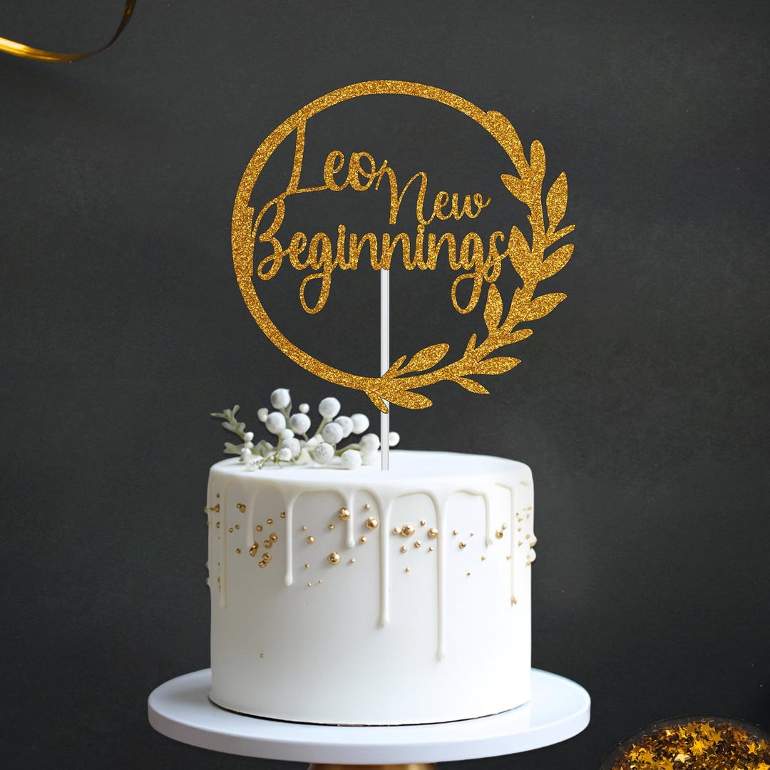 Celebrate Starting Fresh With a New Beginnings Cake Topper - Glittery ...