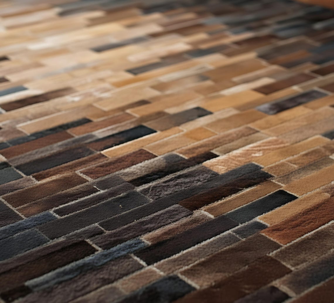 Handmade Cowhide Patchwork Rug: Leather Area Rug for Home Decor USA ...