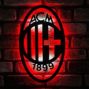 Milan Led Sign , AC Milan Wall Decor , Seri A Lighted Wall Decor ...