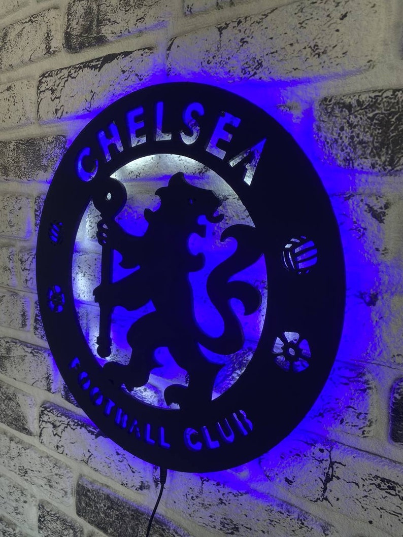 Chelsea Wooden Led Sign, Chelsea Wooden Lamp, FC Chelsea Gift for Fans ...
