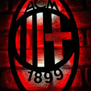 Milan Led Sign , AC Milan Wall Decor , Seri A Lighted Wall Decor ...