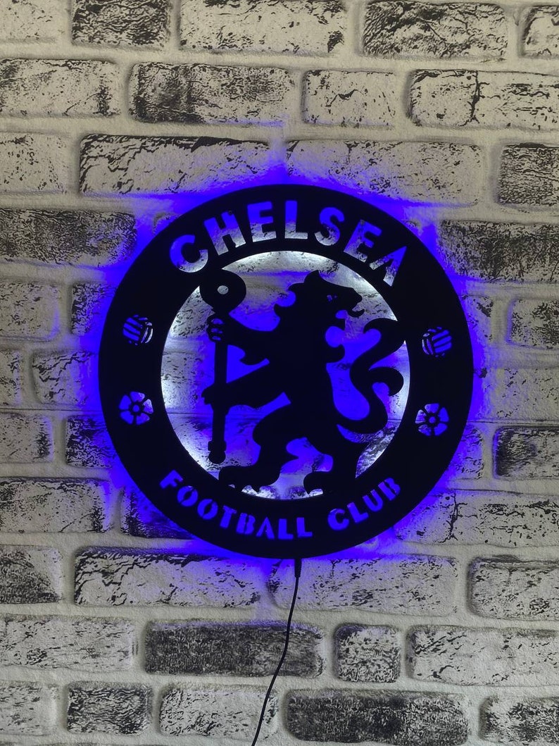 Chelsea Wooden Led Sign, Chelsea Wooden Lamp, FC Chelsea Gift for Fans ...