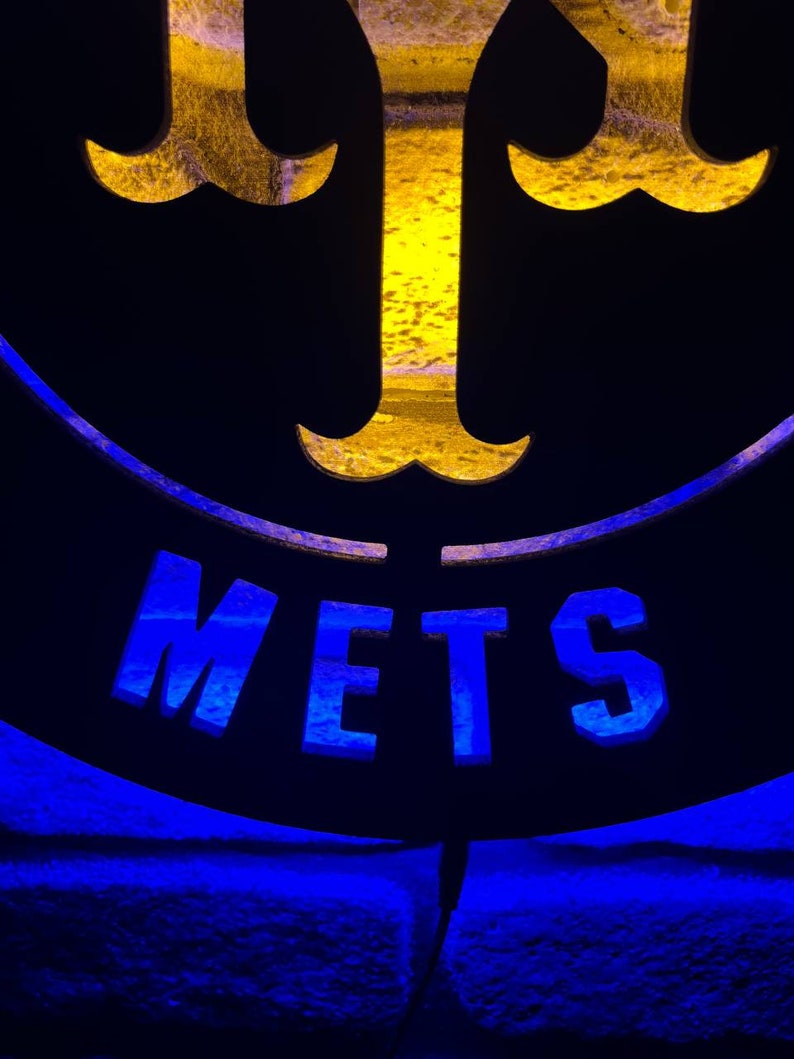 MLB Sign, New York Mets Logo Wood Led Art, Custom New York Mets Wall ...