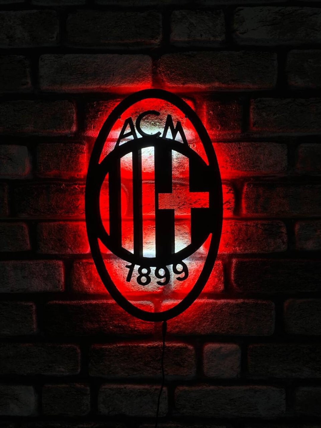 Milan Led Sign , AC Milan Wall Decor , Seri A Lighted Wall Decor ...