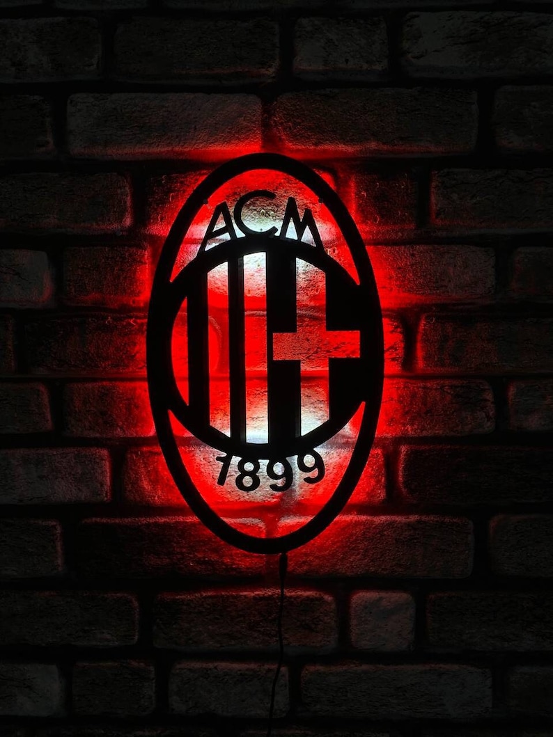 Milan Led Sign , AC Milan Wall Decor , Seri A Lighted Wall Decor ...