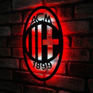 Milan Led Sign , AC Milan Wall Decor , Seri A Lighted Wall Decor ...