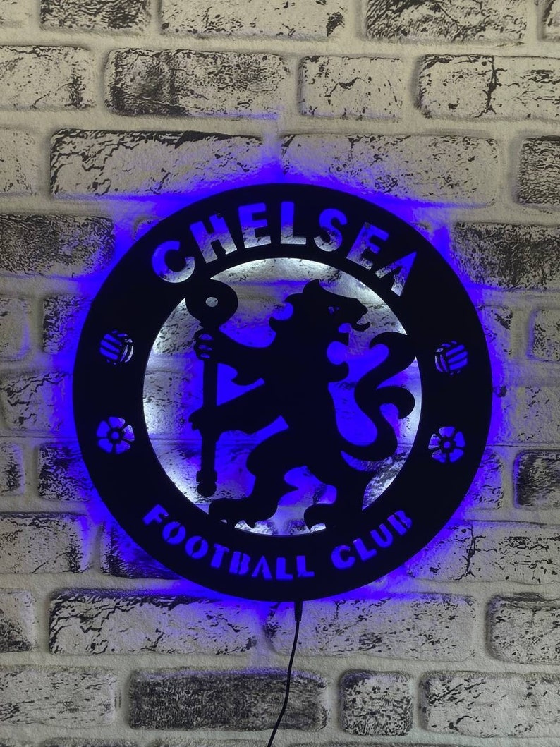 Chelsea Wooden Led Sign, Chelsea Wooden Lamp, FC Chelsea Gift for Fans ...